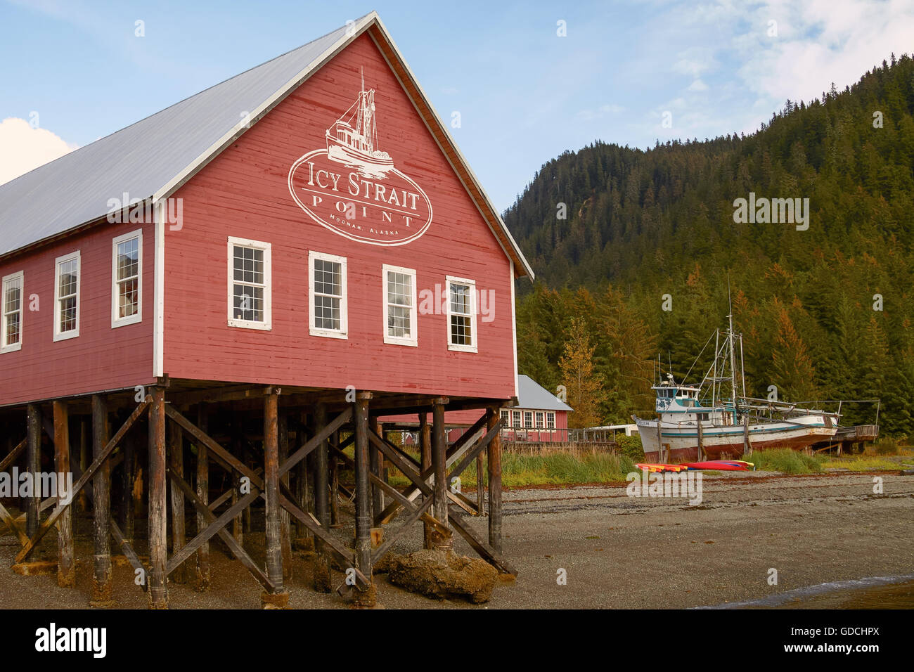 Welcome Center in Icy Strait Point Hoonah Alaska Stock Photo - Alamy