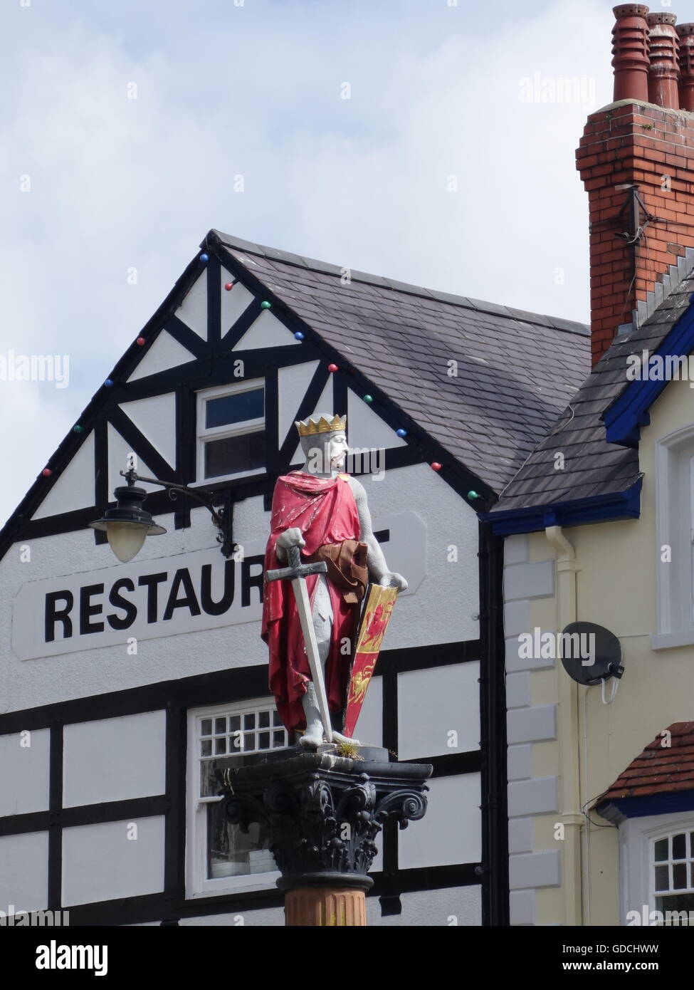 King Arthur statue in the medieval town of Conwy, Wales Stock Photo - Alamy