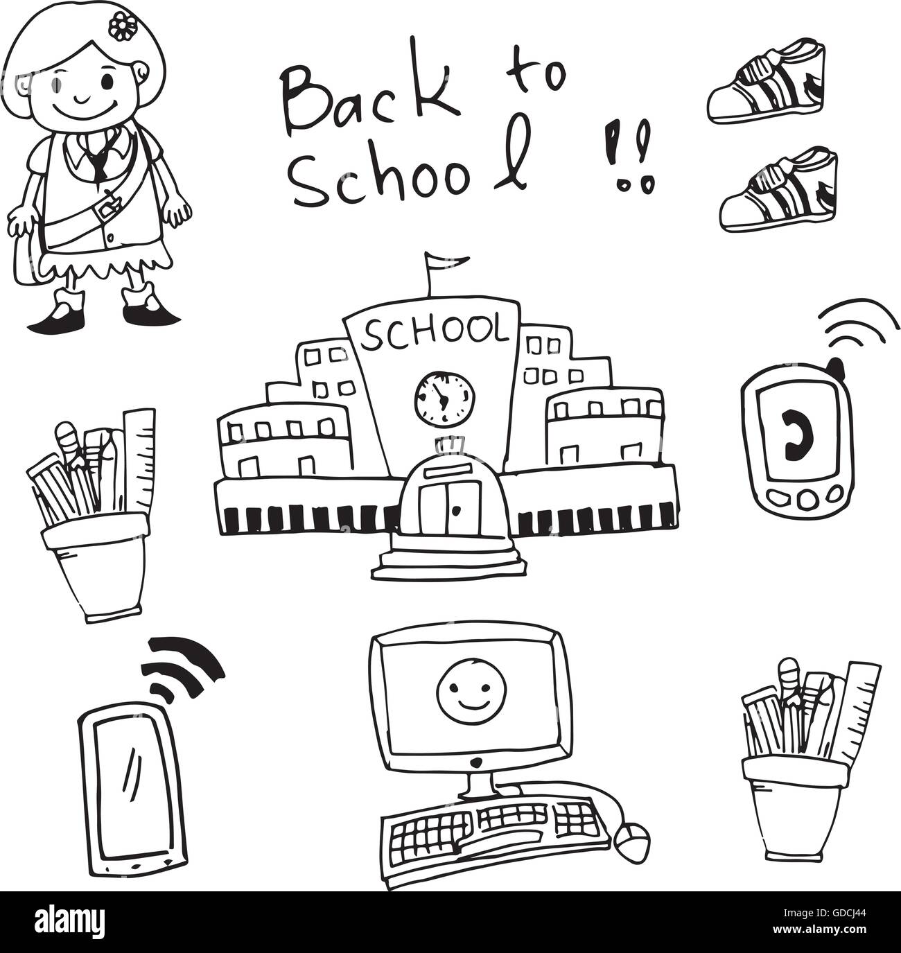 School background hand drawn pattern Stock Vector Images - Alamy