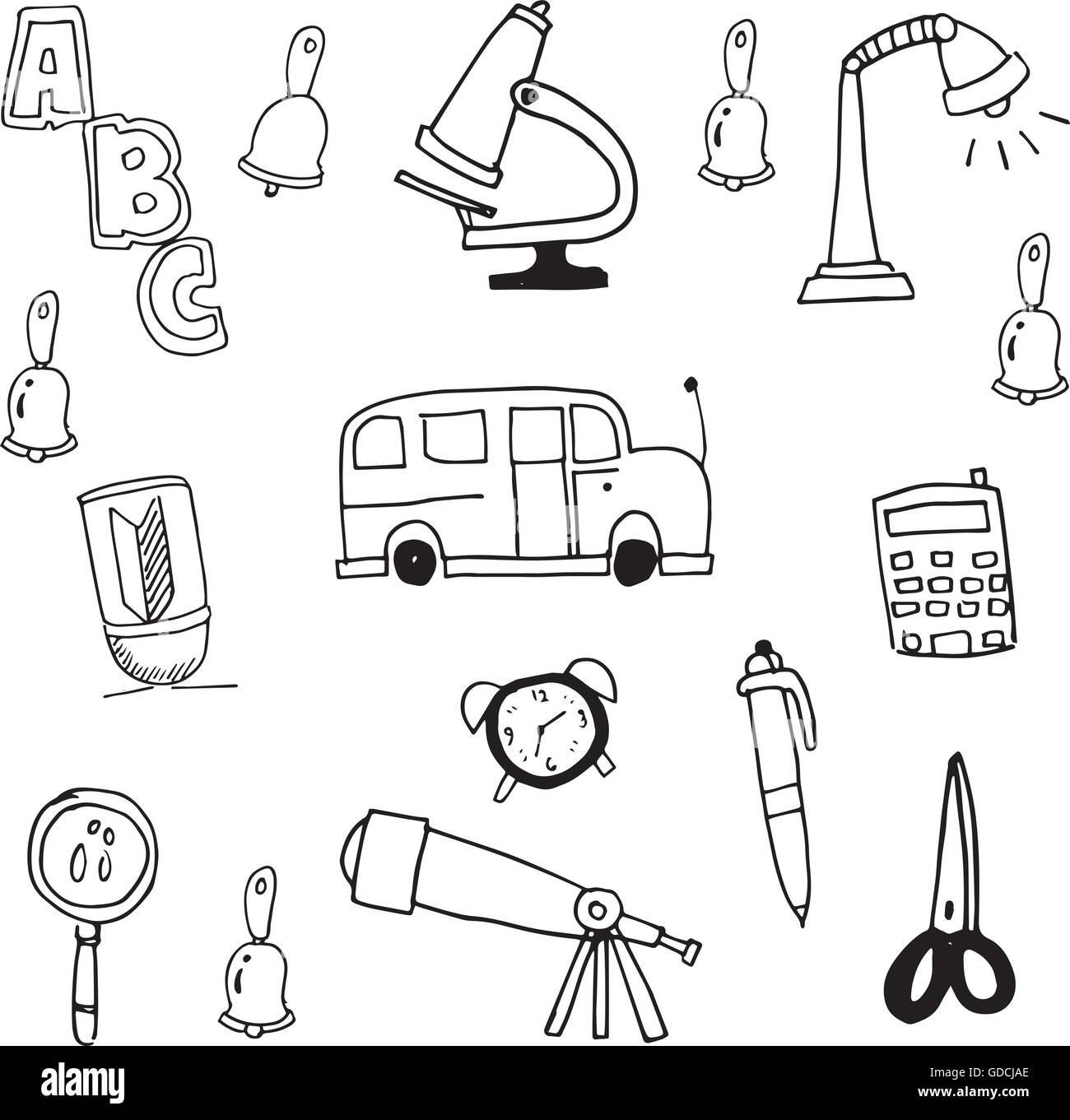 Tools school hand draw in doodle Stock Vector Image & Art - Alamy