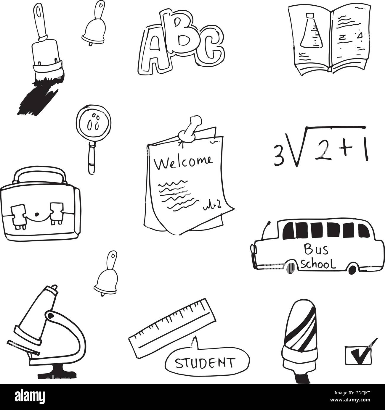 Flat Hand draw element student in doodle Stock Vector Image & Art - Alamy