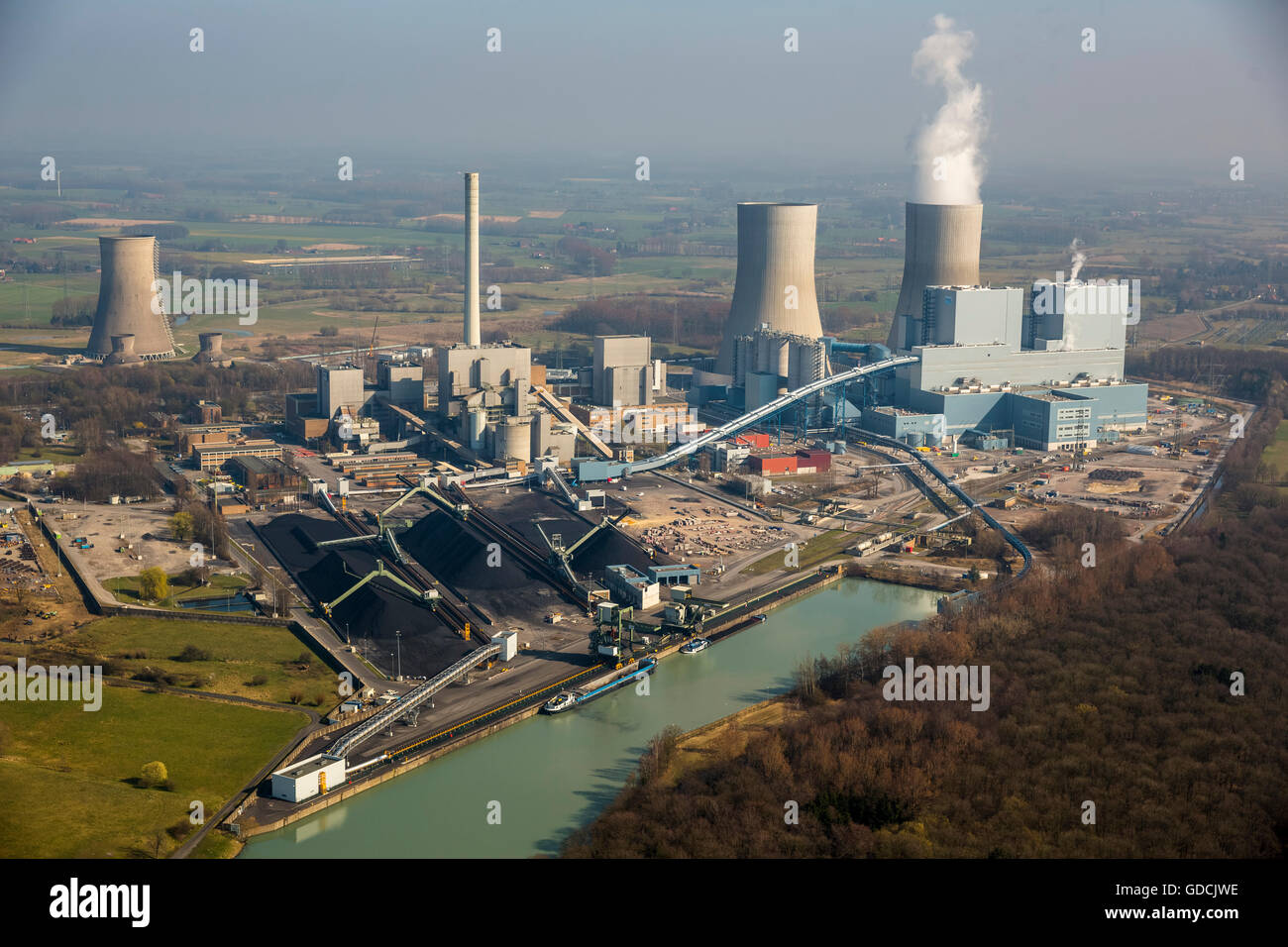 Aerial view, RWE Power, conversion of a coal power plant, coal power ...