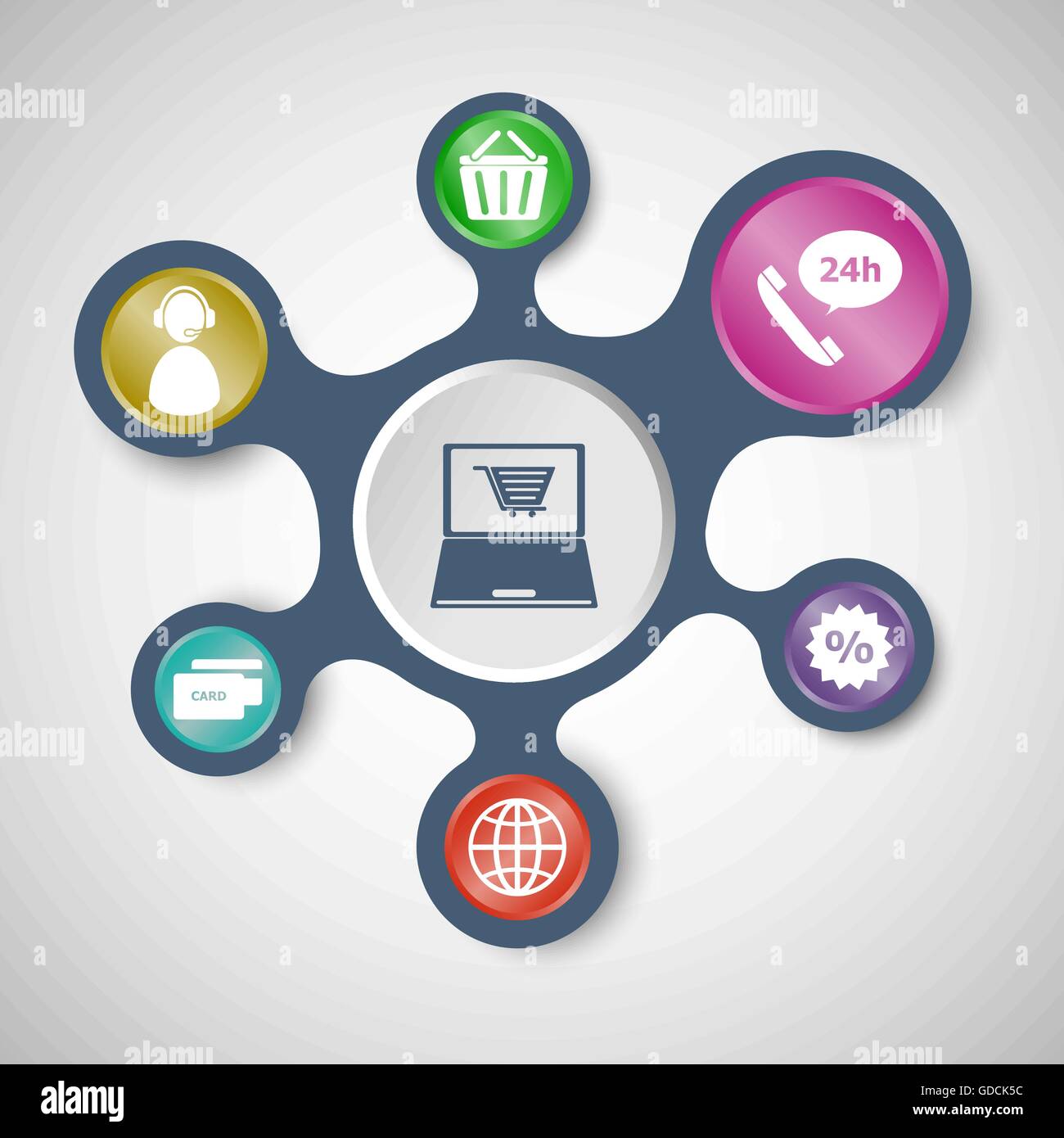 E-commerce infographic templates with connected metaballs, stock vector ...