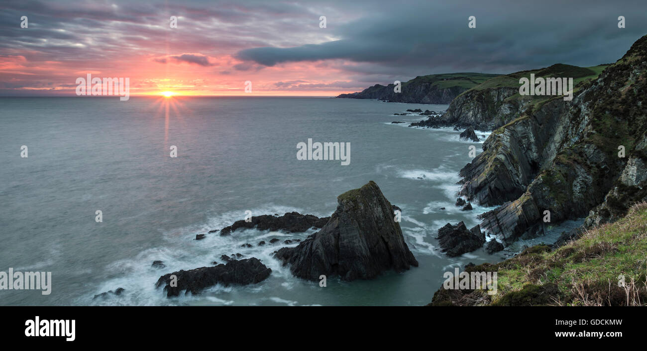 Sunrise over Bull Point landscape in Devon England Stock Photo - Alamy