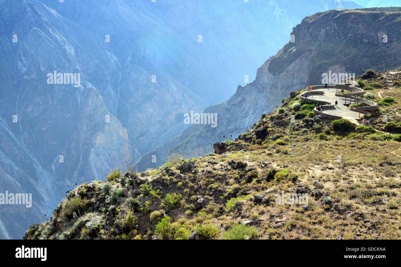 COLCA, PERU- JUNE 09, 2016: Colca Canyon in southern Peru. With a depth ...