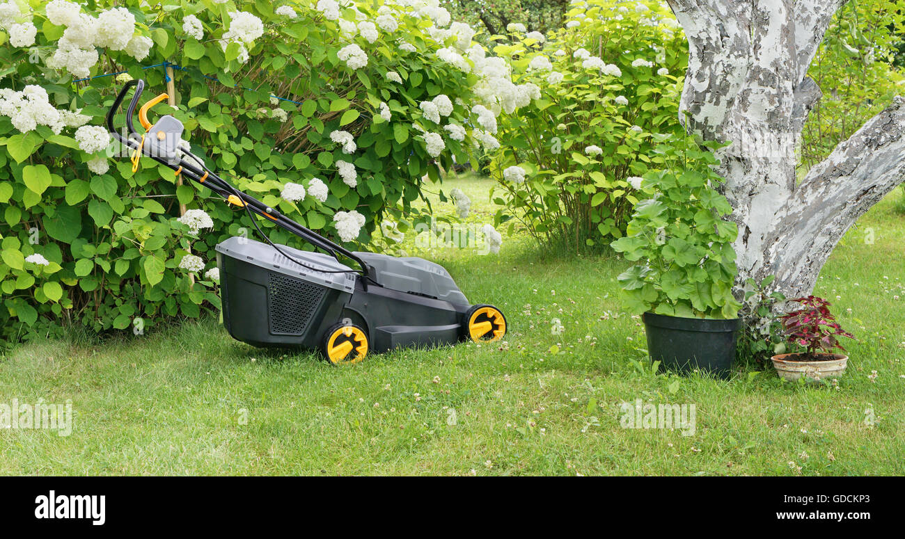 VILNIUS, LITHUANIA - JULY 10, 2016: Electric mower known German "Vagner ...