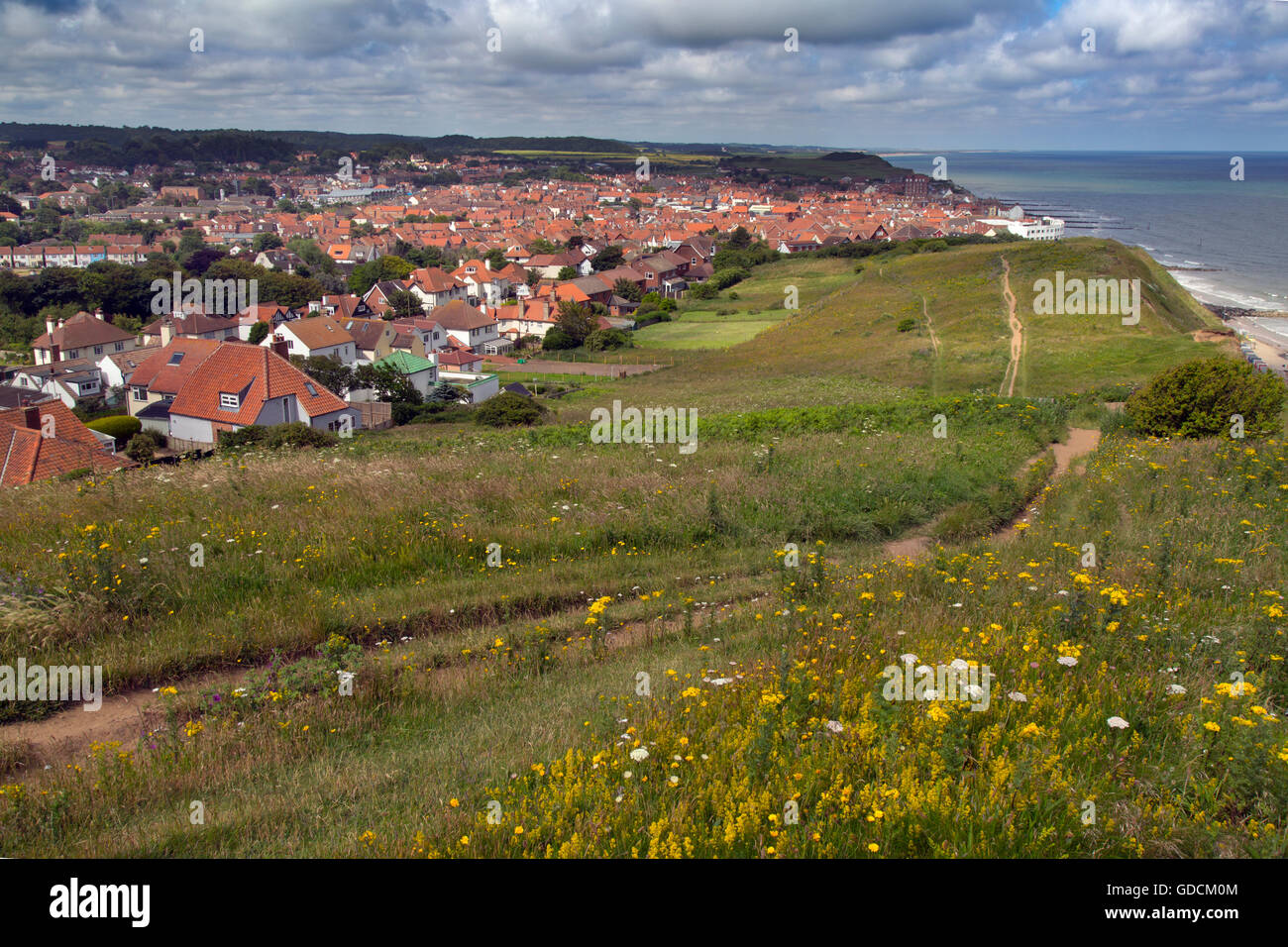 Coastal path on the Beeston Bump with Sheringham in the distance North ...