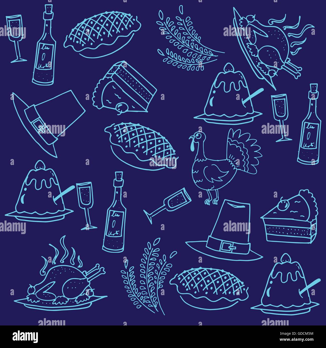 Doodle thanksgiving blue backgrounds Stock Vector Image & Art - Alamy