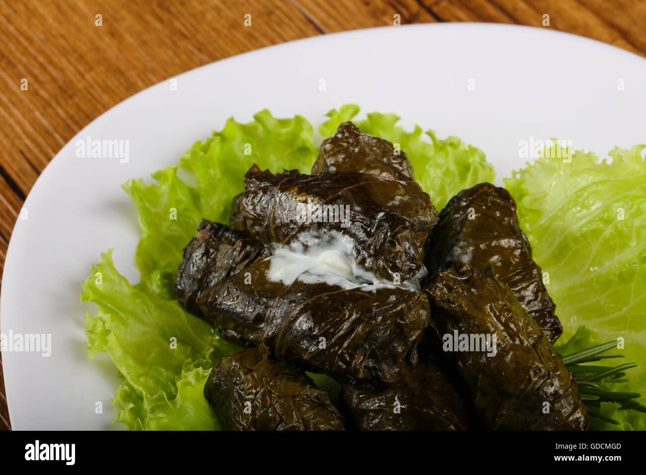 Dolma - stuffed meat in grape leaves Stock Photo - Alamy