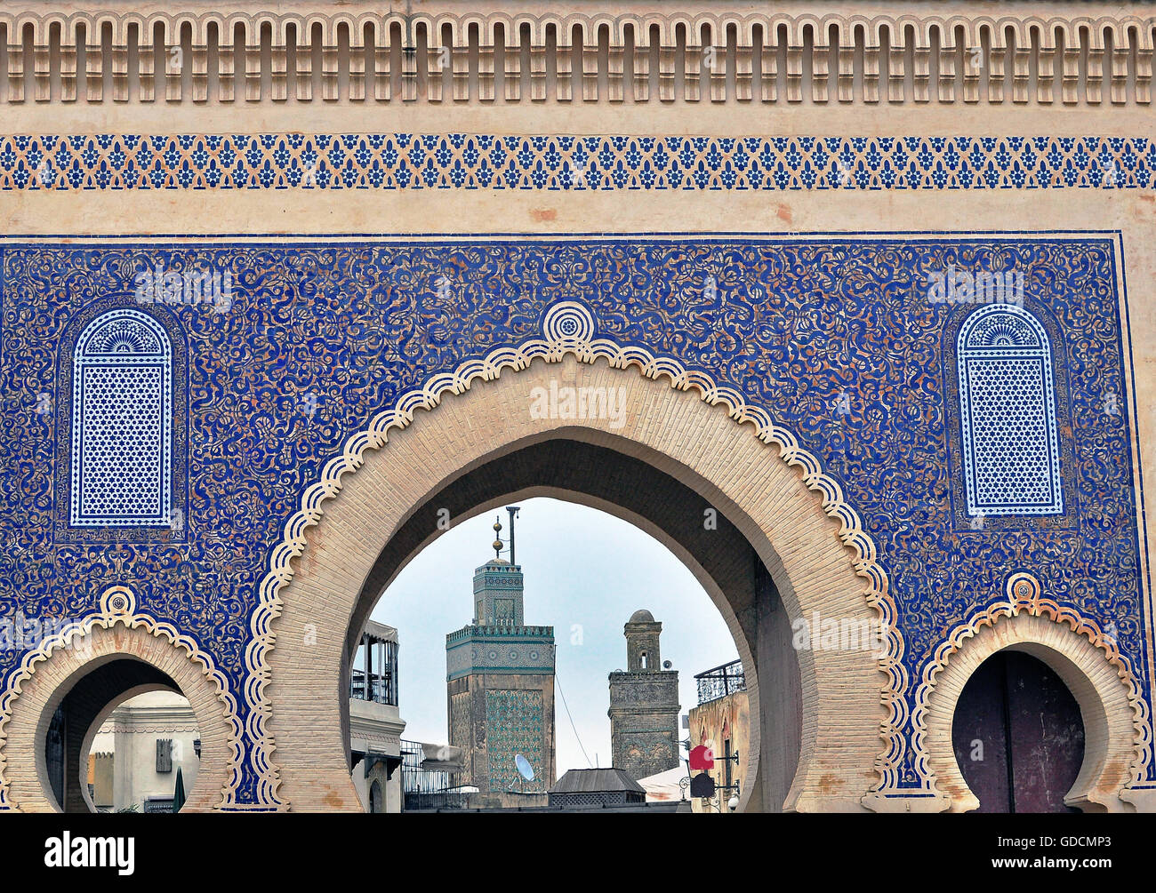 Blue gate, Fes, Morocco Stock Photo - Alamy