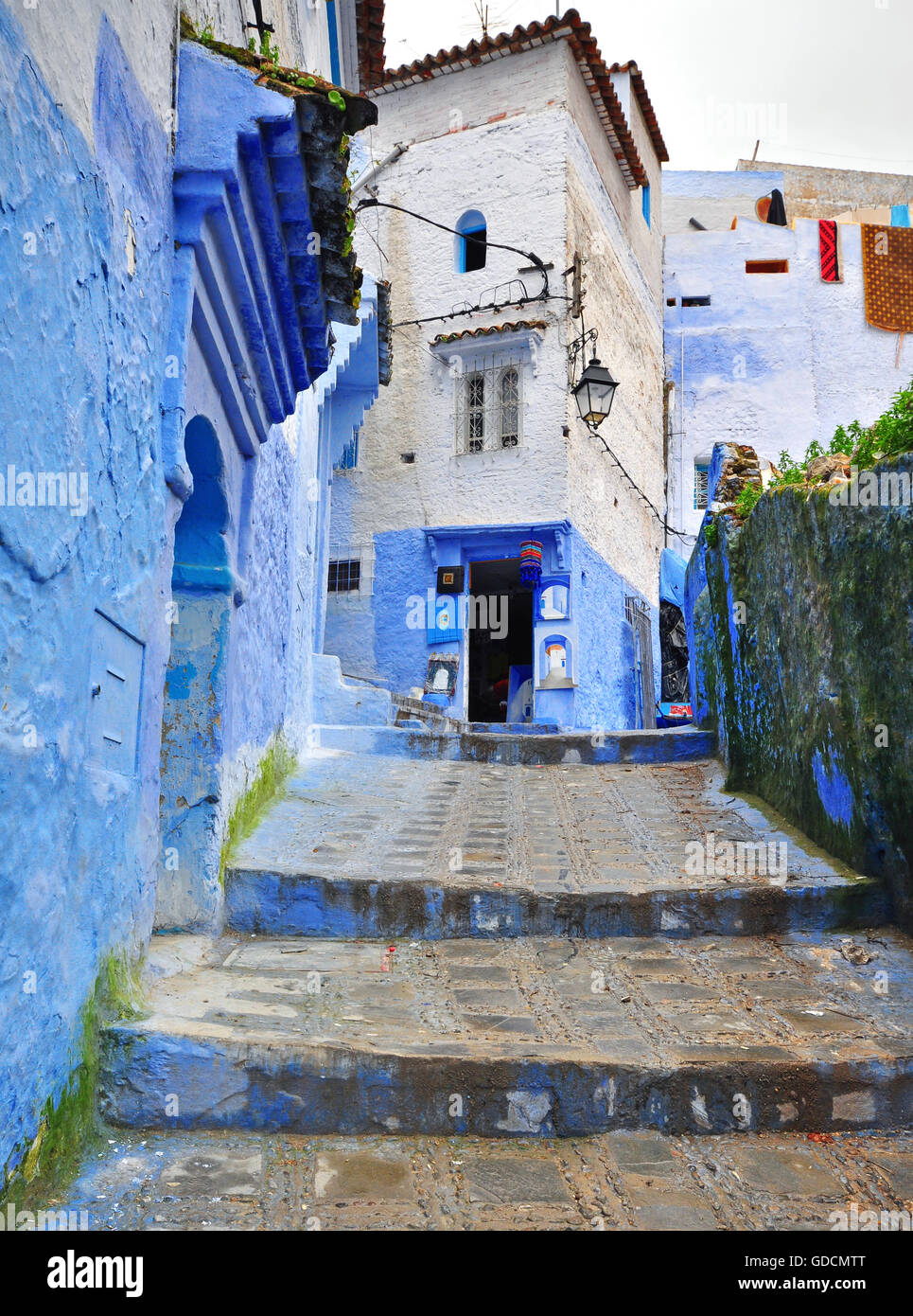 CHEFCHAOUEN, MOROCCO - FEBRUARY 16: View of a street in Chefchaouen old ...