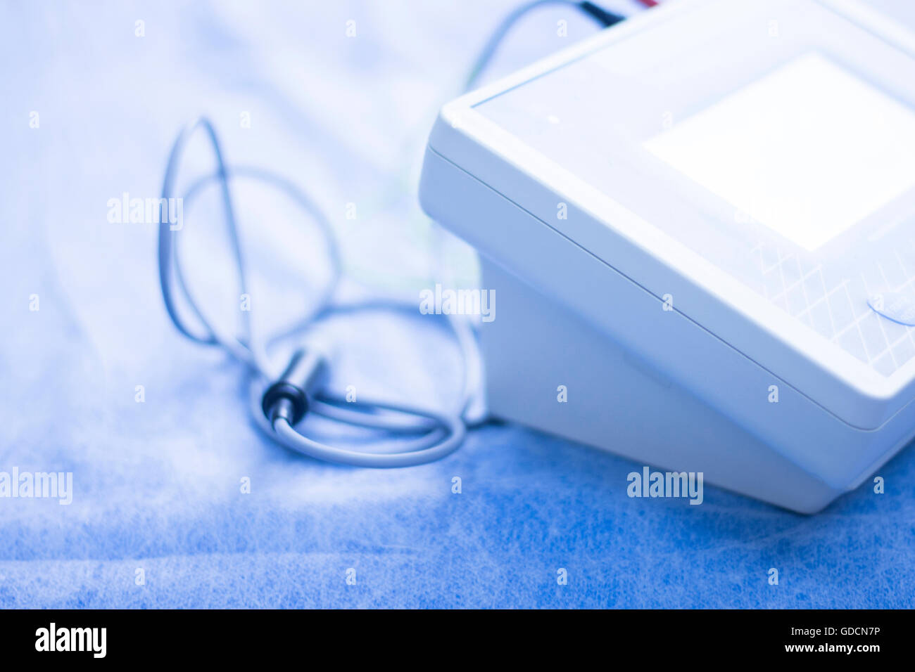 Electroacupunture cables connecting machine to needles used by ...