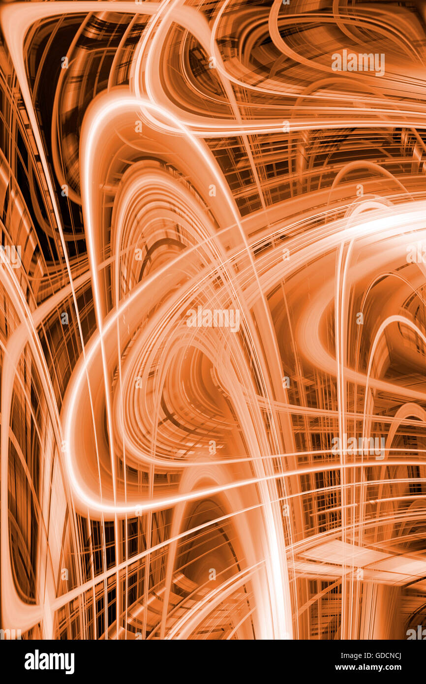 Orange light trails on a black background Stock Photo - Alamy