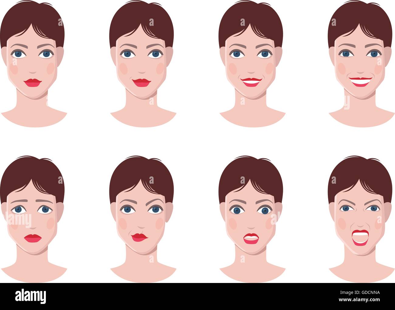 Face with emotions set Stock Vector Image & Art - Alamy