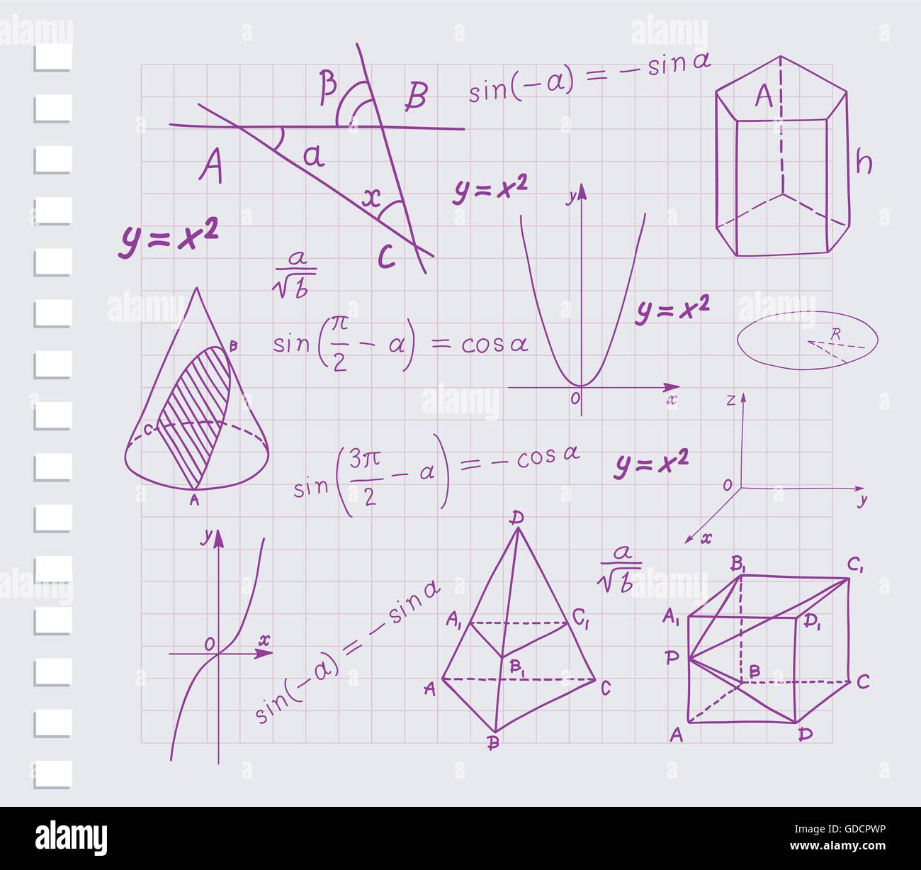 Mathematics - geometric shapes and expressions sketches Stock Vector ...