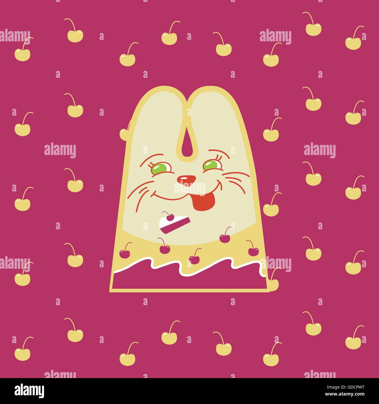Cartoon fun rabbit on cherry background Stock Vector Image & Art - Alamy