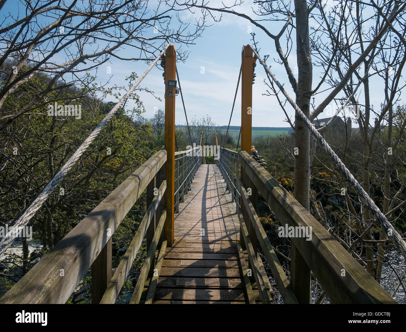 The Elba footbridge over the Whiteadder River in the Scotland Borders ...