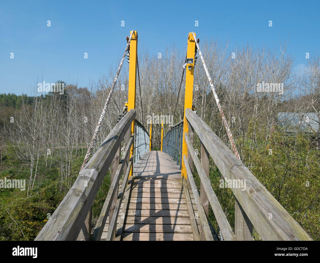 The Elba footbridge over the Whiteadder River in the Scotland Borders ...