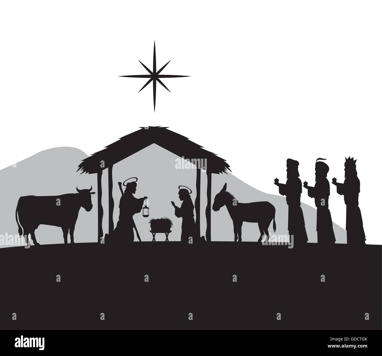 Joseph, maria and jesus icon. Merry Christmas design. Vector gra Stock ...