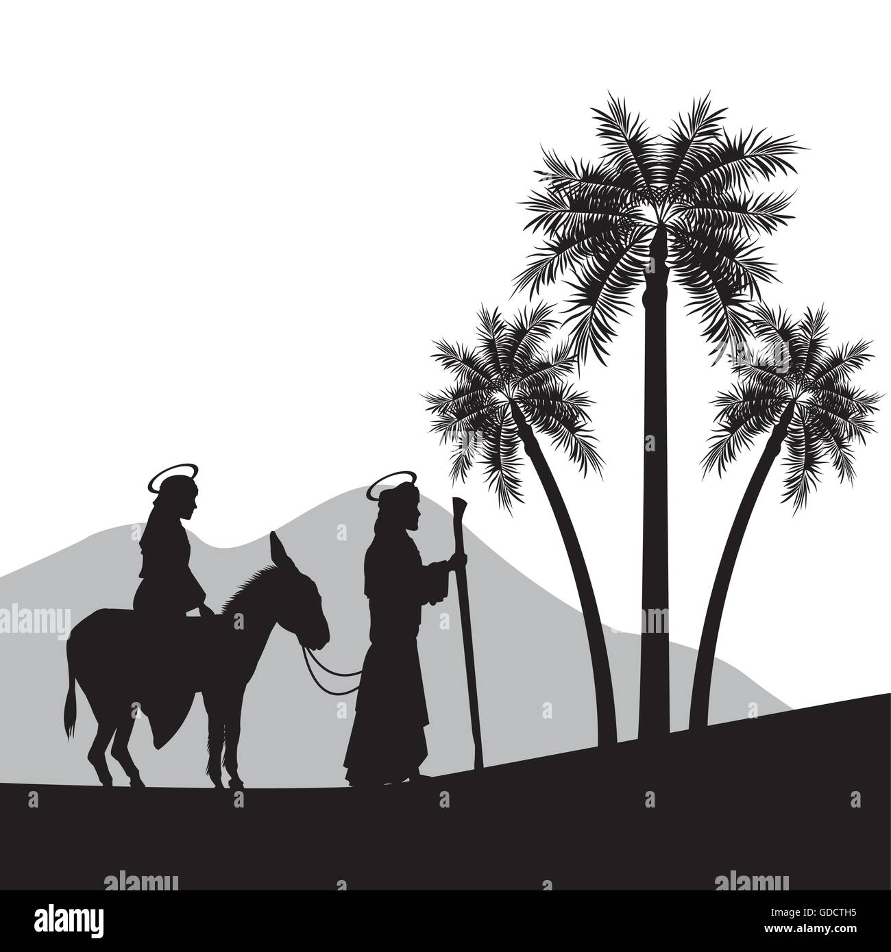joseph, maria and donkey icon. Merry Christmas design. Vector gr Stock ...
