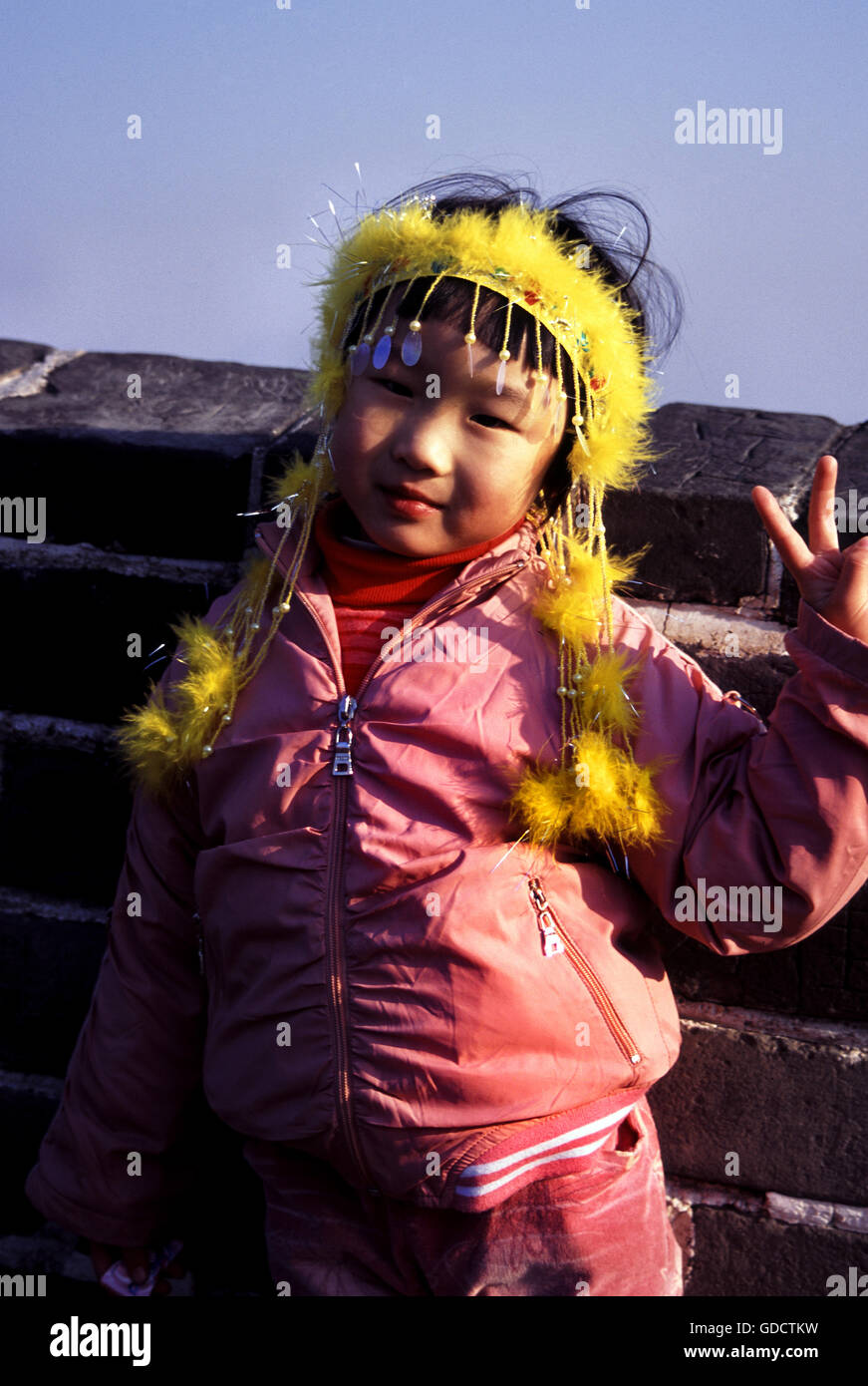 A little girl at the Badaling section of the Great Wall of China ...