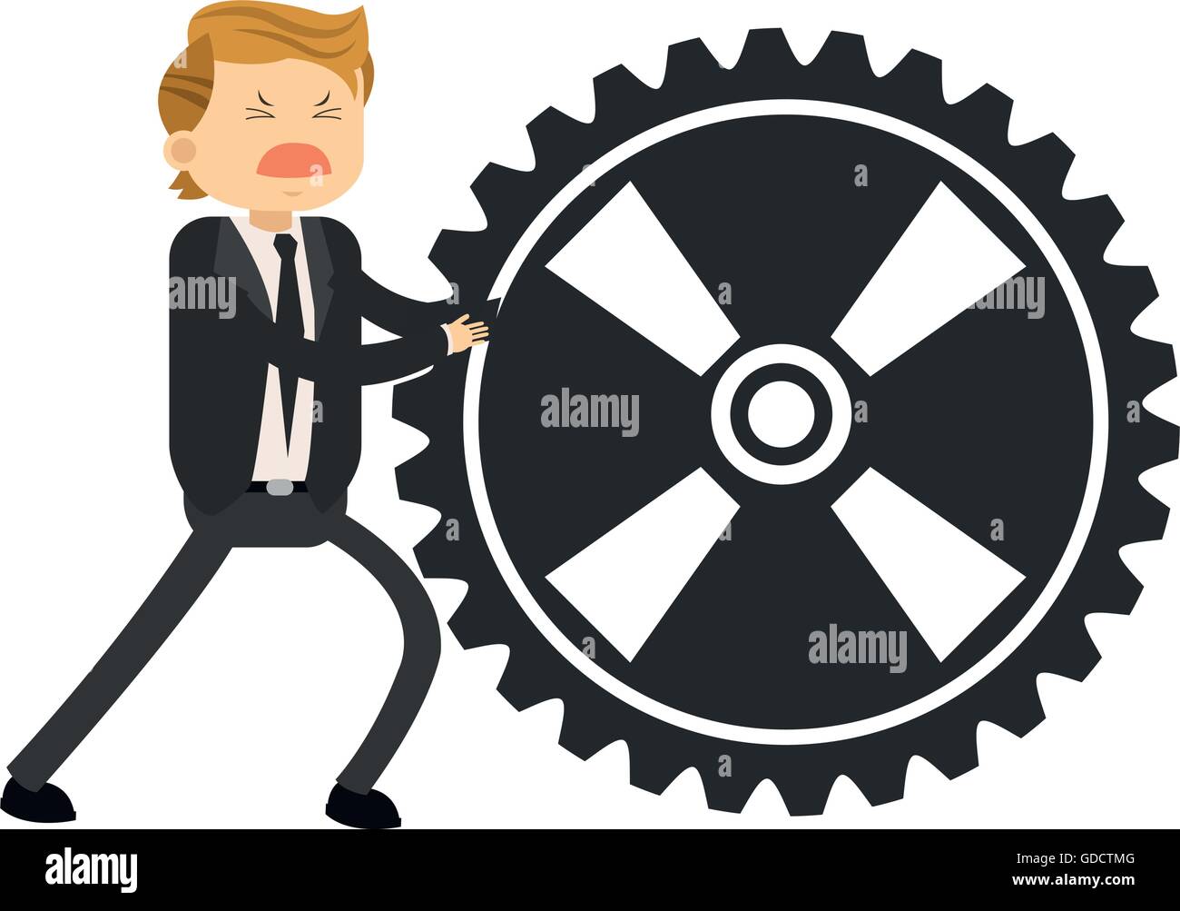 happy businessman pushing gear icon Stock Vector Image & Art - Alamy