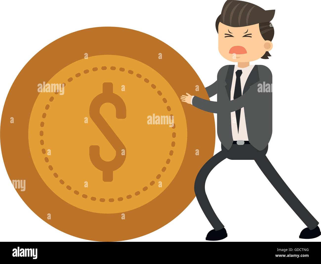 happy businessman pushing coin icon Stock Vector Image & Art - Alamy