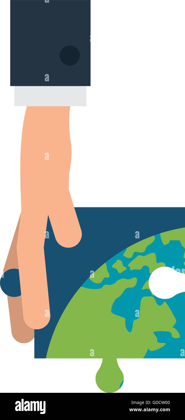 hand holding puzzle piece of earth icon Stock Vector Image & Art - Alamy