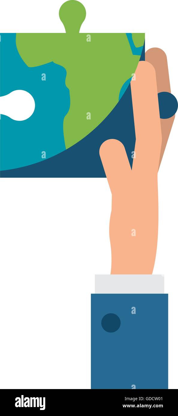 hand holding puzzle piece of earth icon Stock Vector Image & Art - Alamy