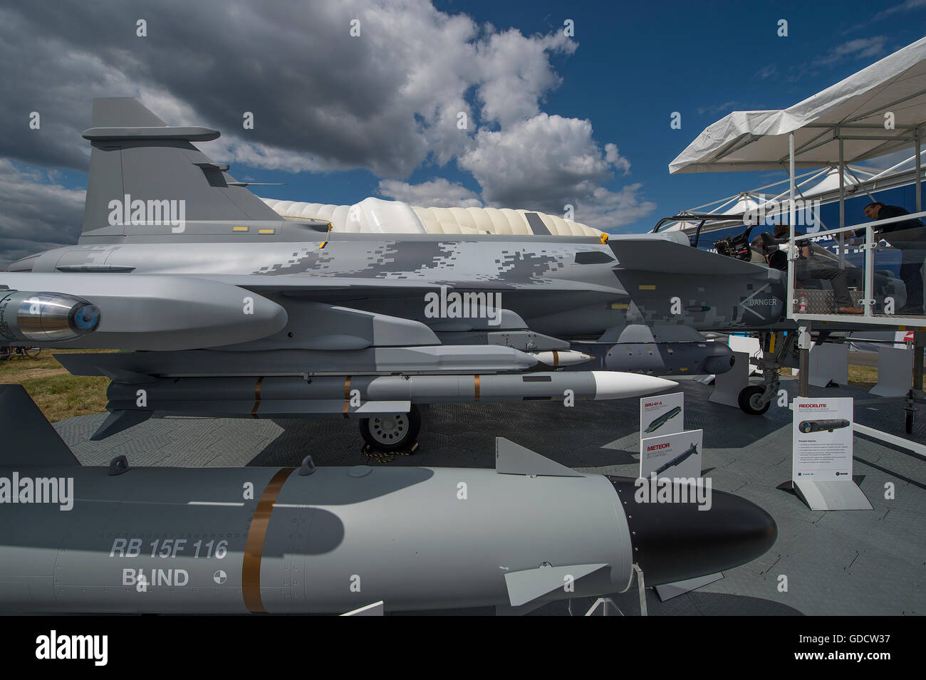 The 2016 Farnborough International Trade Airshow, Saab Gripen jet ...