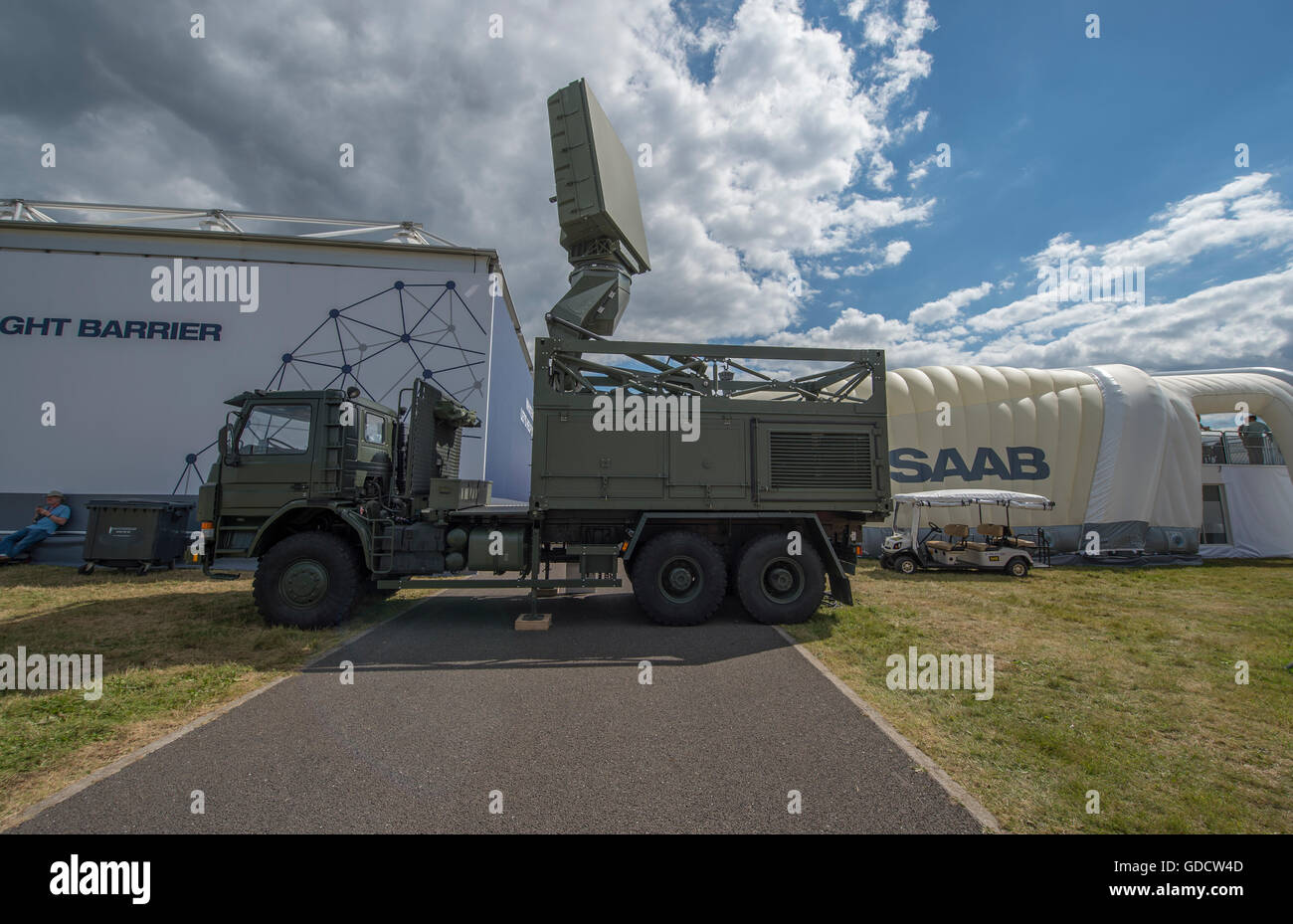 The 2016 Farnborough International Trade Airshow, mobile military radar ...