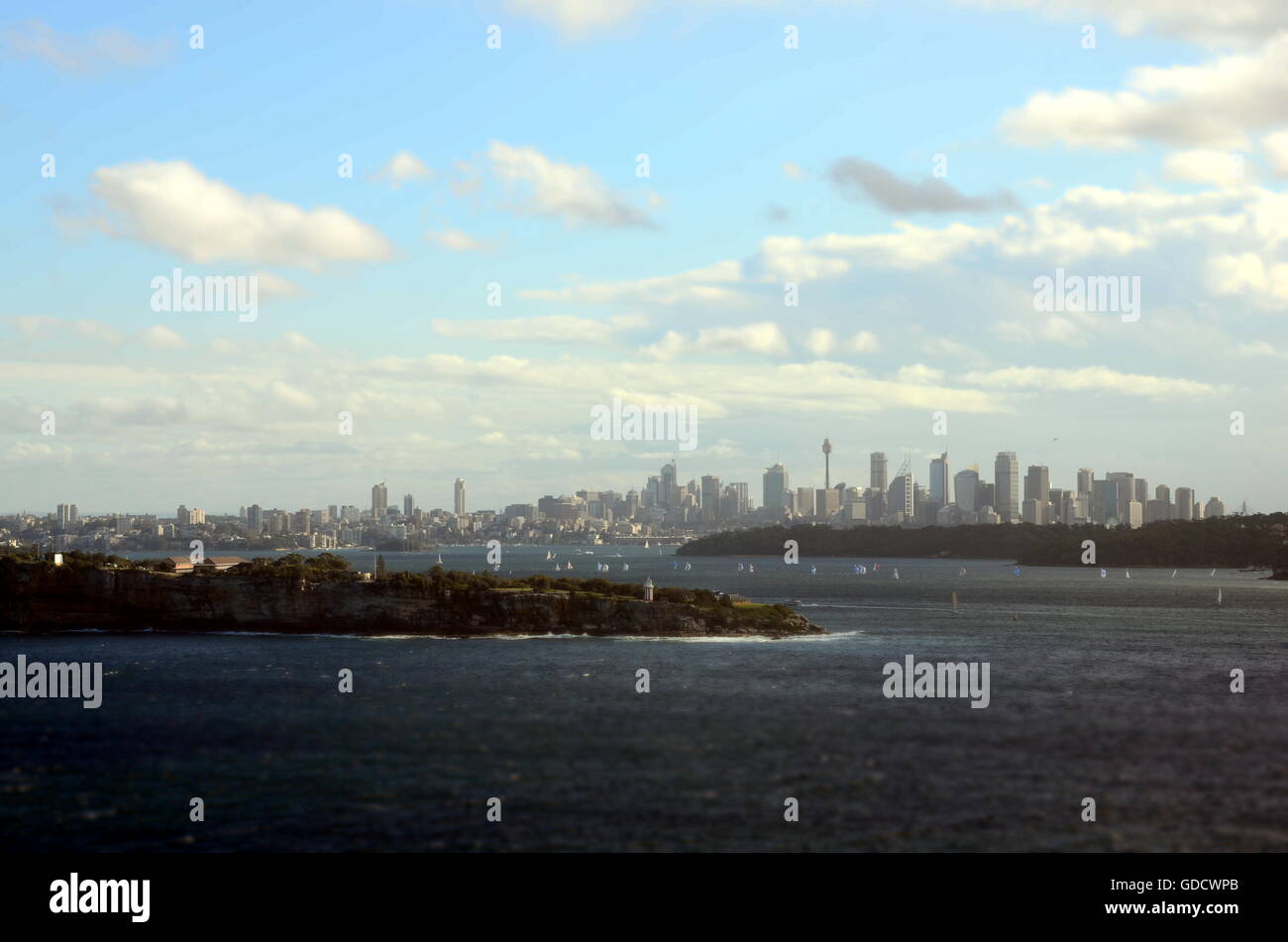 Sydney Harbour ocean water wide panoramic view on the CBD city from ...