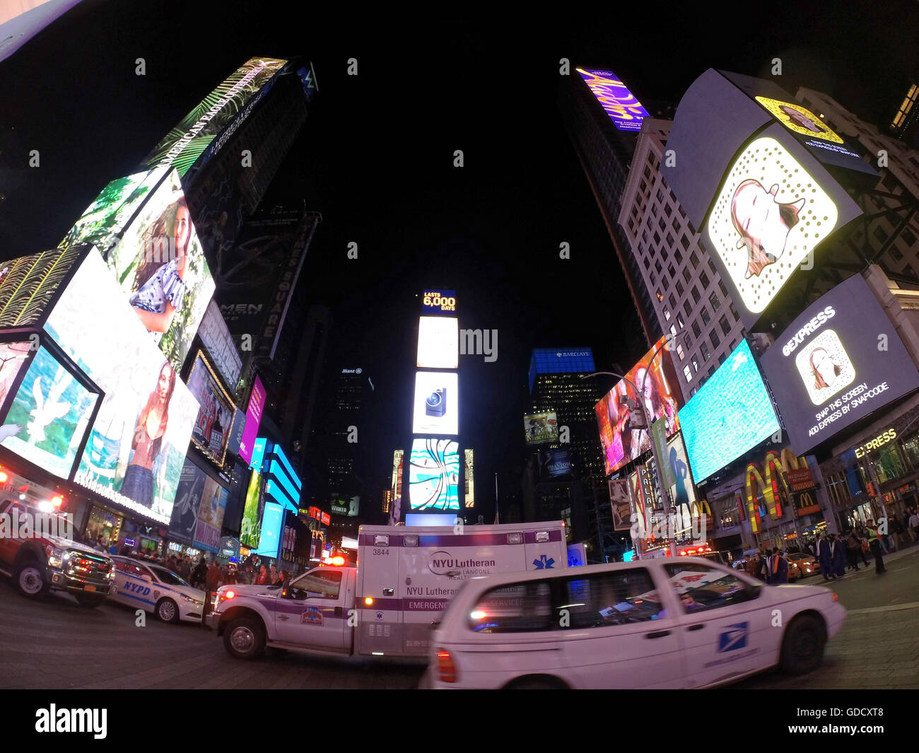 Night view of Times Square in Manhattan New York City USA Stock Photo ...
