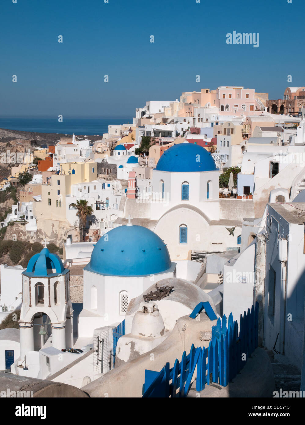 Greek village of Oia overlooking Aegean Sea, Oia, Santorini, Greece ...