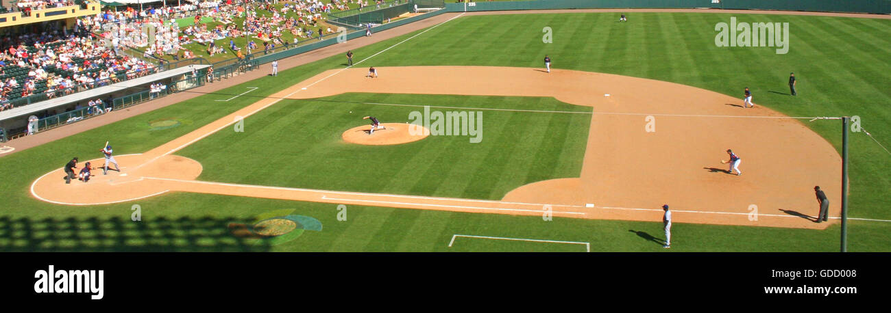 A view of a baseball pitch from the crowd Stock Photo - Alamy
