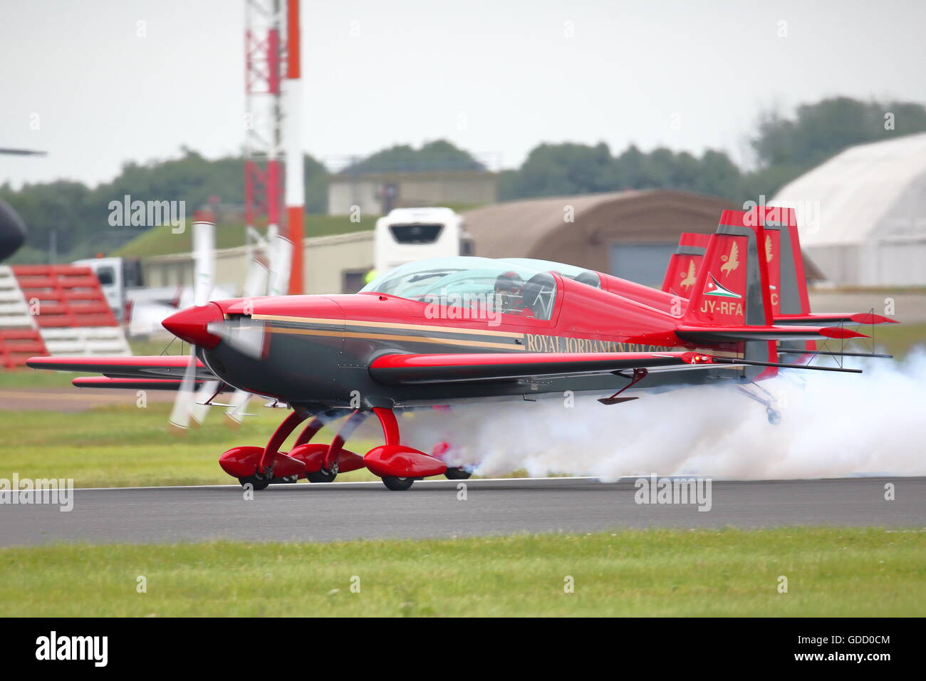 Royal Jordanian Falcons Display Team at takeoff at the RIAT Fairford ...