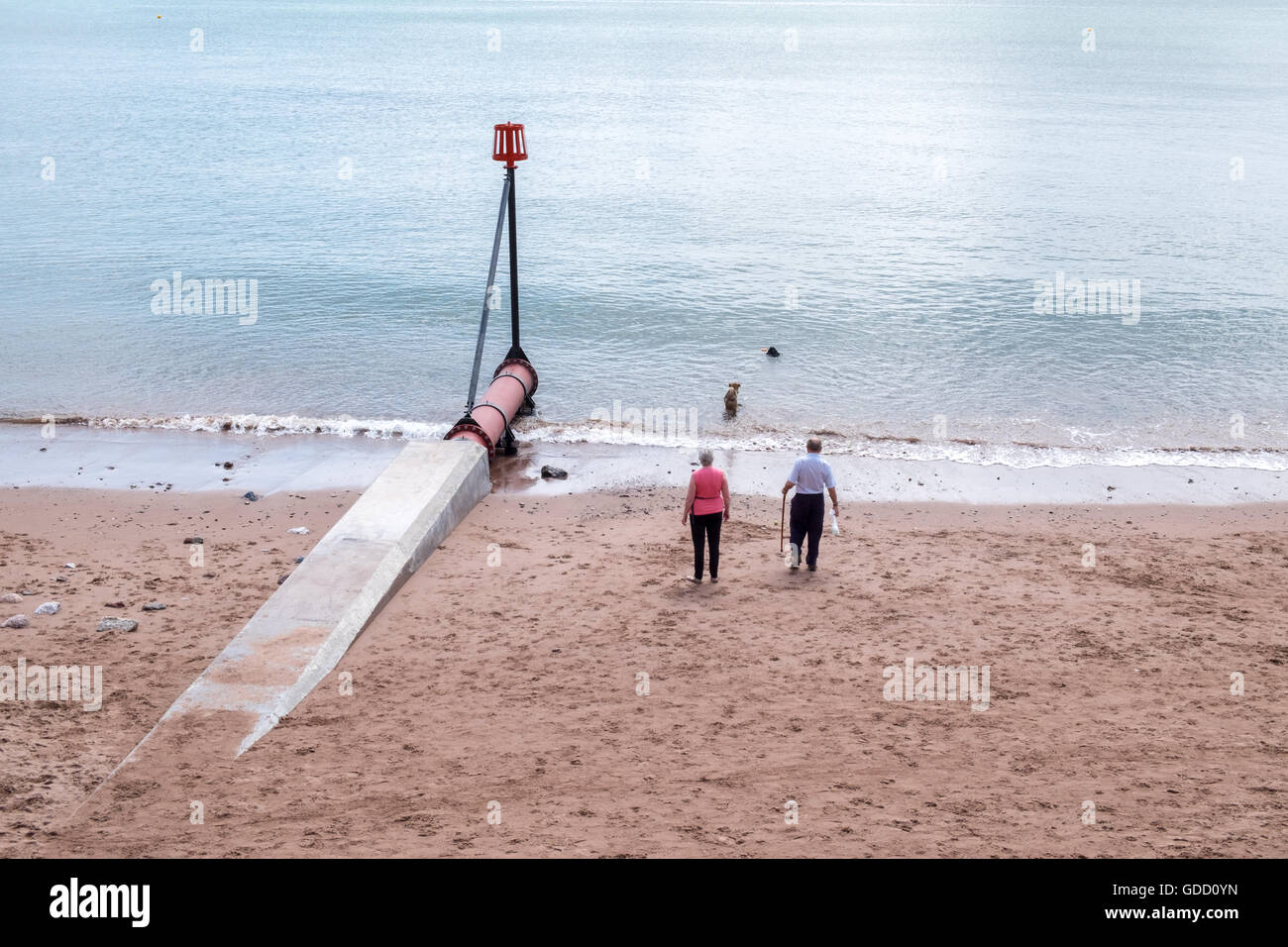 Old outfall pipe (sewage?) on the beach at Teignmouth, Devon, England ...