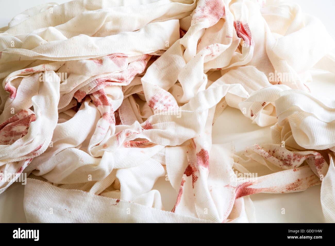 Blood and bandages on a white background Stock Photo - Alamy