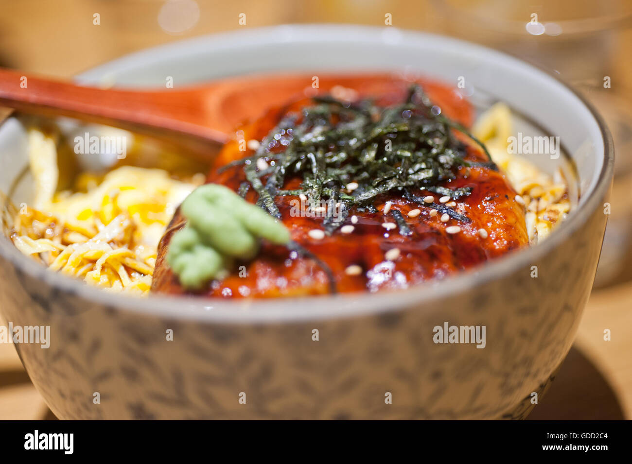 traditional Japanese ramen noodles with unagi eel on top Stock Photo ...