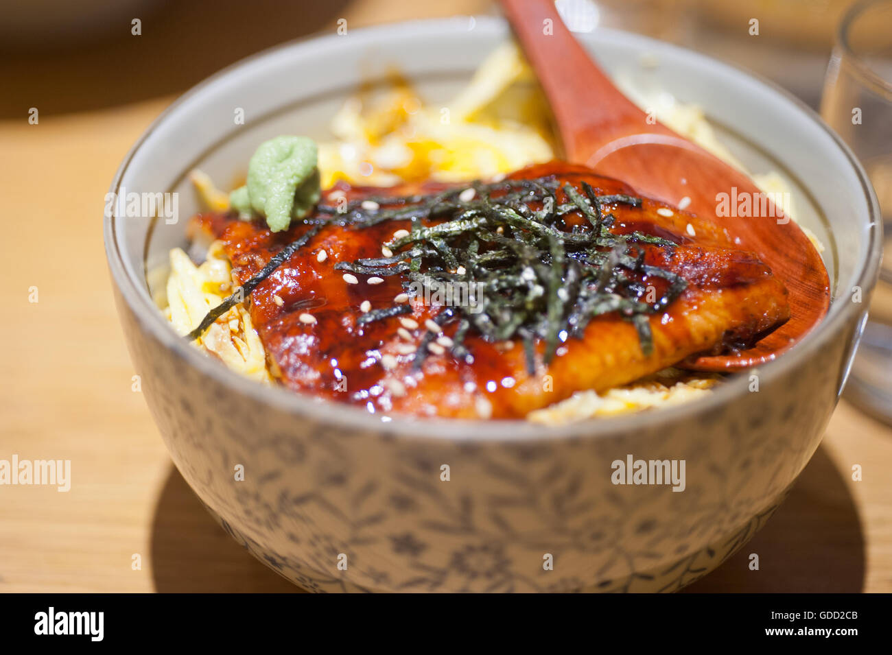 traditional Japanese ramen noodles with unagi eel on top Stock Photo ...