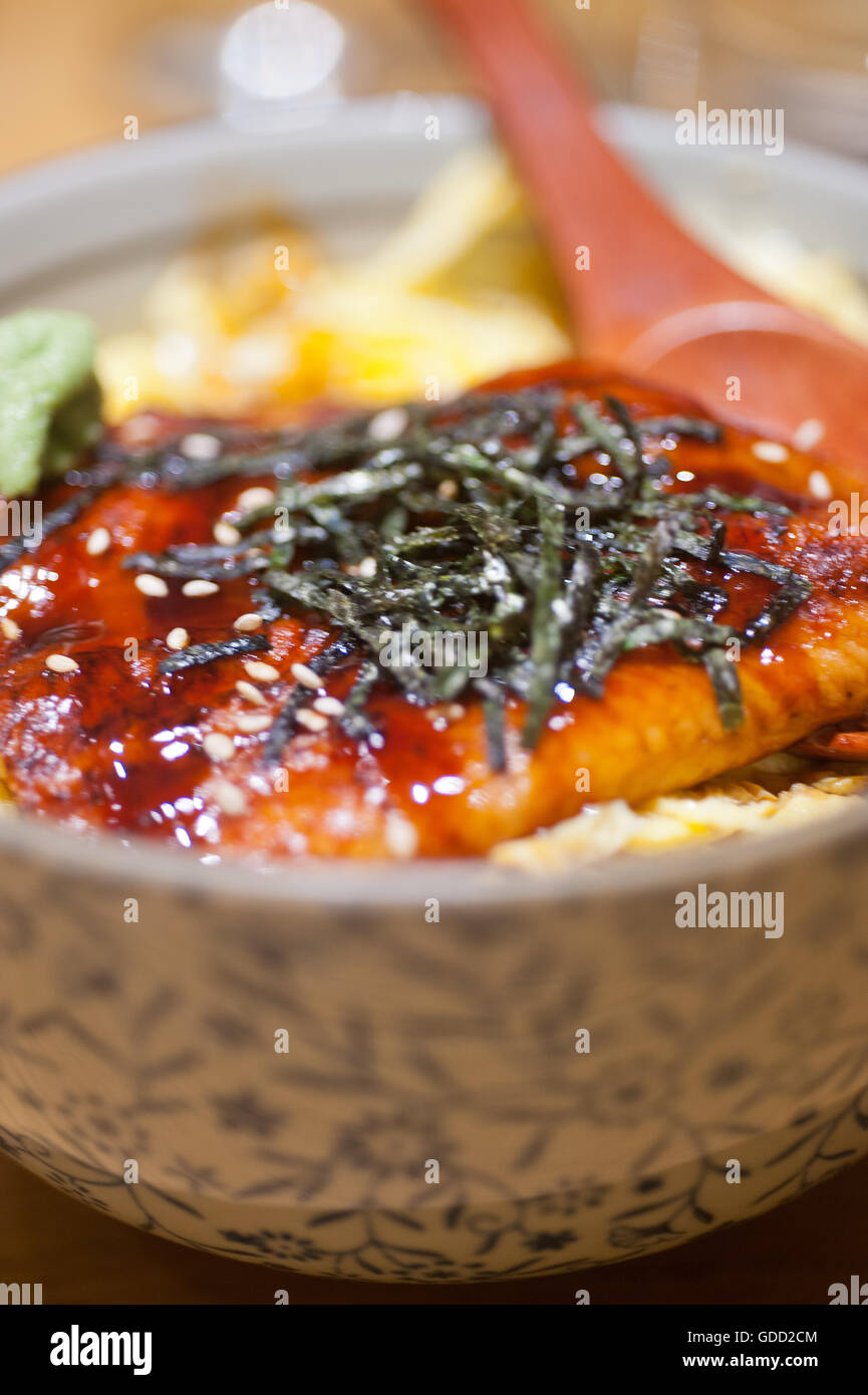 traditional Japanese ramen noodles with unagi eel on top Stock Photo ...