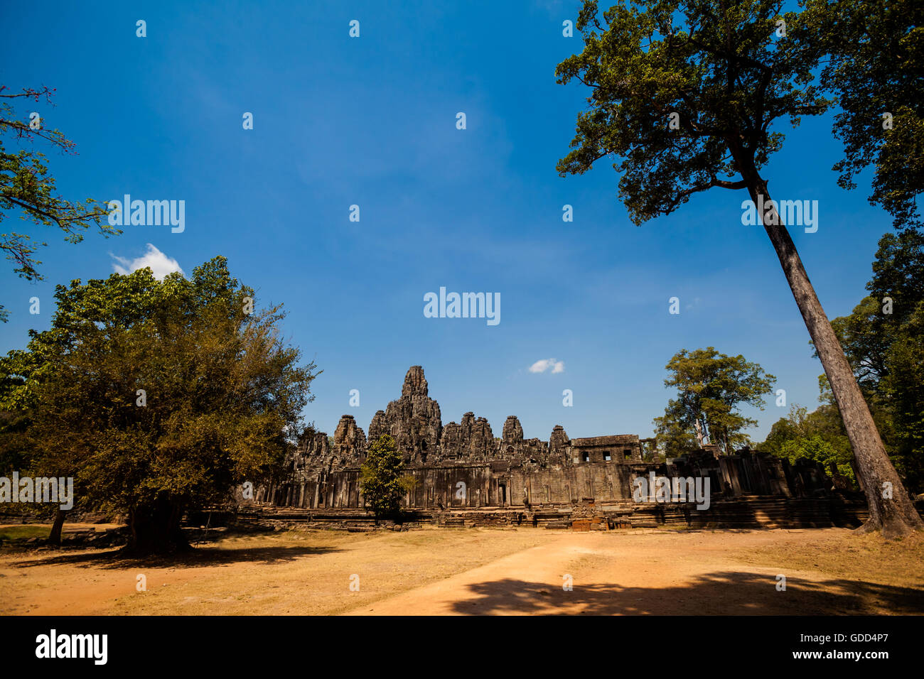 Architecture of old buddhist Angkor Archeological park temple - Bayon ...