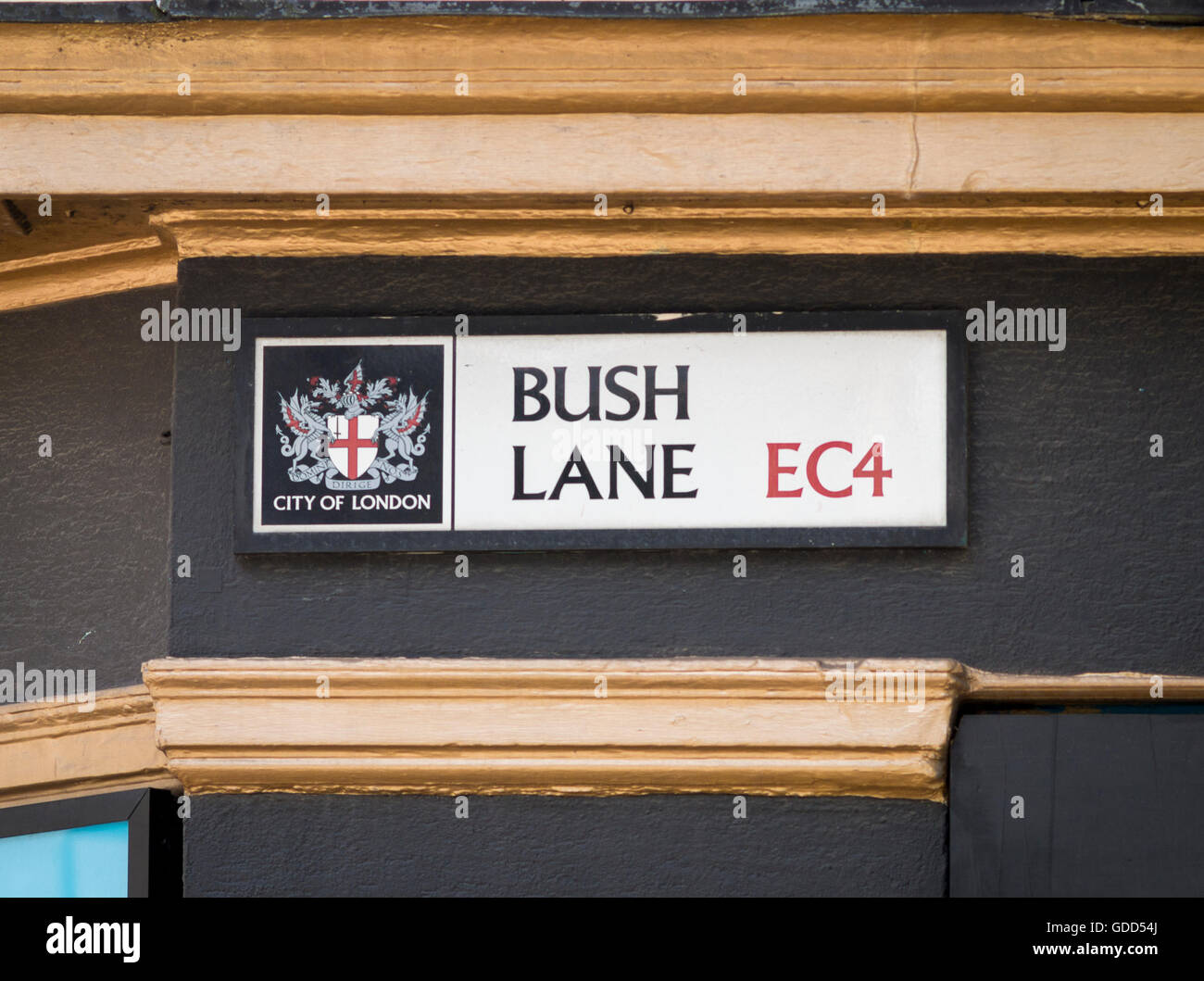 Bush Lane Road Sign, City of London, Britain Stock Photo - Alamy