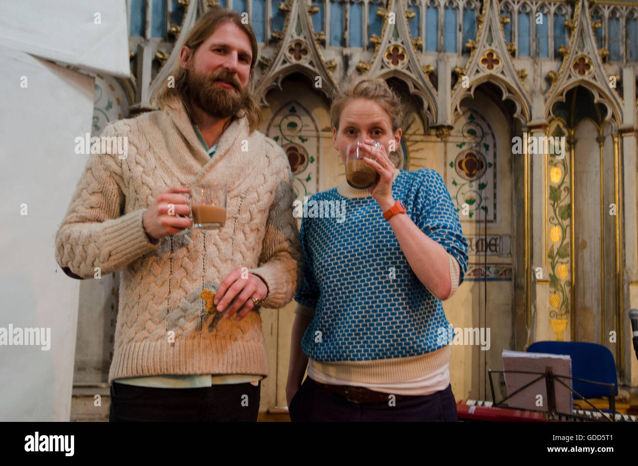 Stand up comedians turned humanist ministers Sanderson Jones and Pippa ...