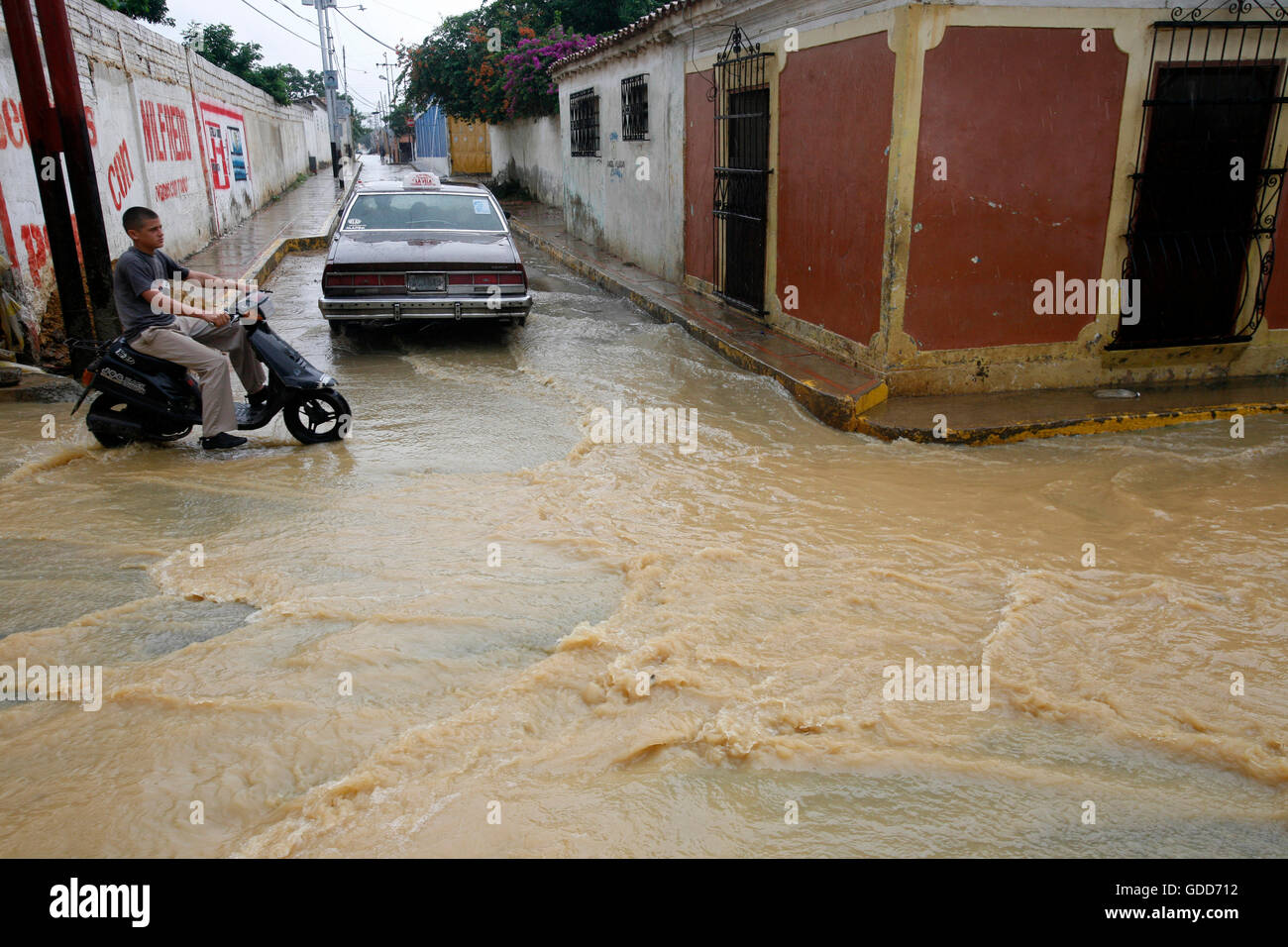 tropical rain in the town of Coro in the west of Venezuela Stock Photo ...