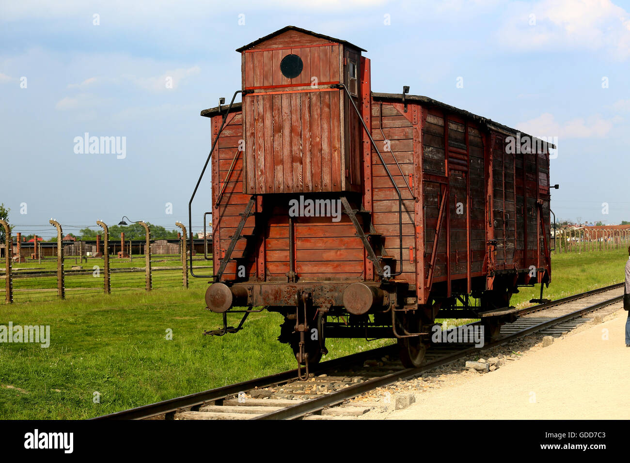 Box car for transporting victims to Birkenau concentration camp at ...