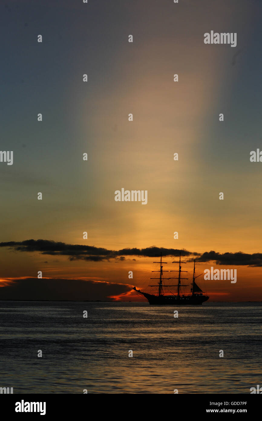 a sailship on the coast of Gran Roque Island at the Los Roques Islands ...