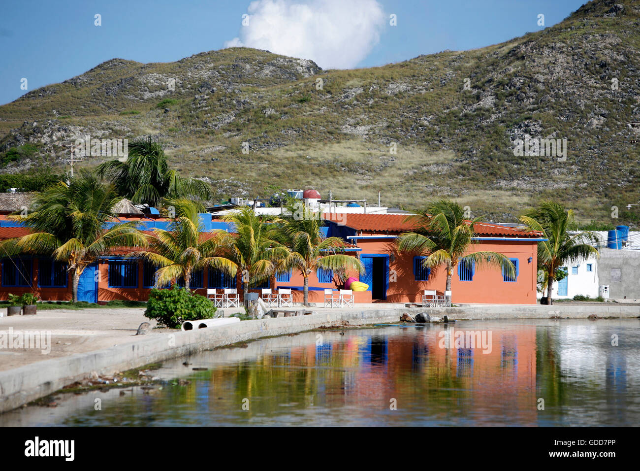 the village on the Gran Roque Island at the Los Roques Islands in the ...