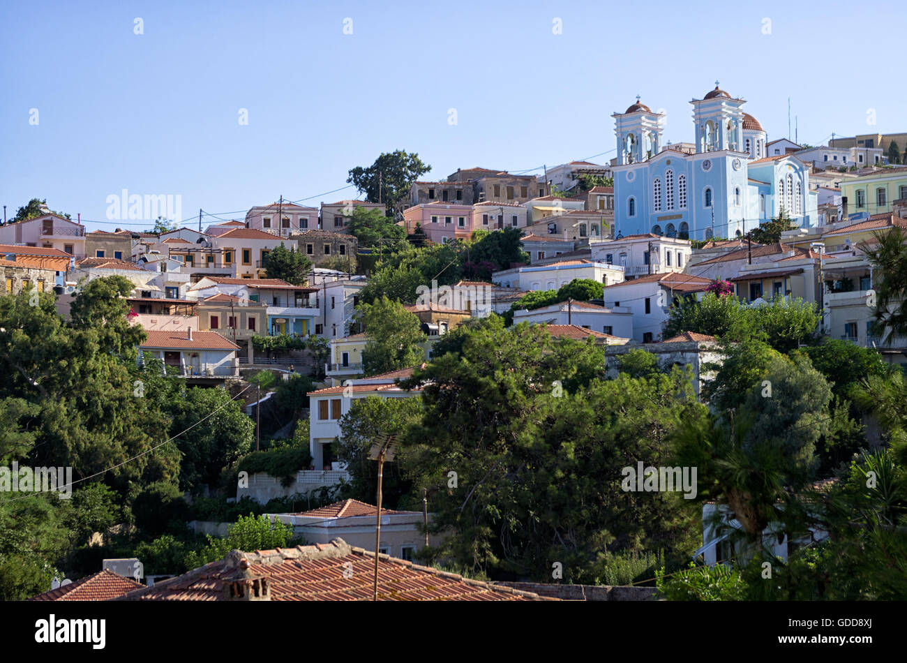The village in Oinousses island, Greece Stock Photo - Alamy