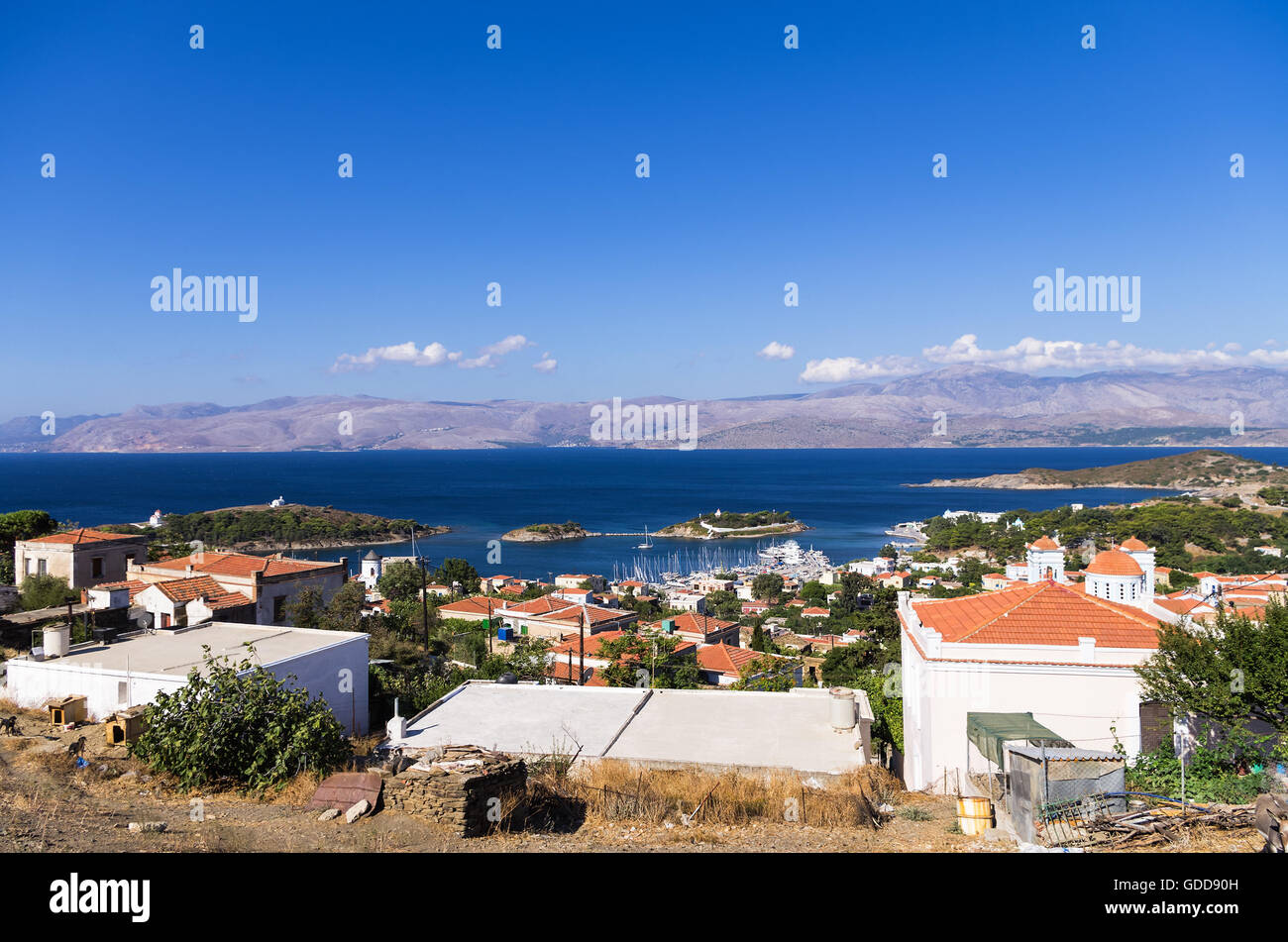 The historic village in Oinousses island, Greece Stock Photo - Alamy